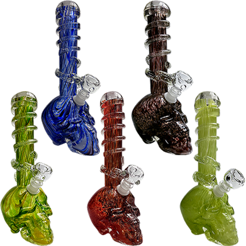 11 Soft Glass Skull Water Pipe Assorted Colors