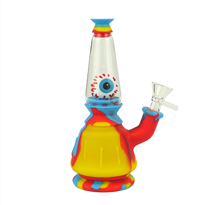 LuvBuds - 7.5" Silicone Evil Eye Perc Bong, Assorted Colors May Vary