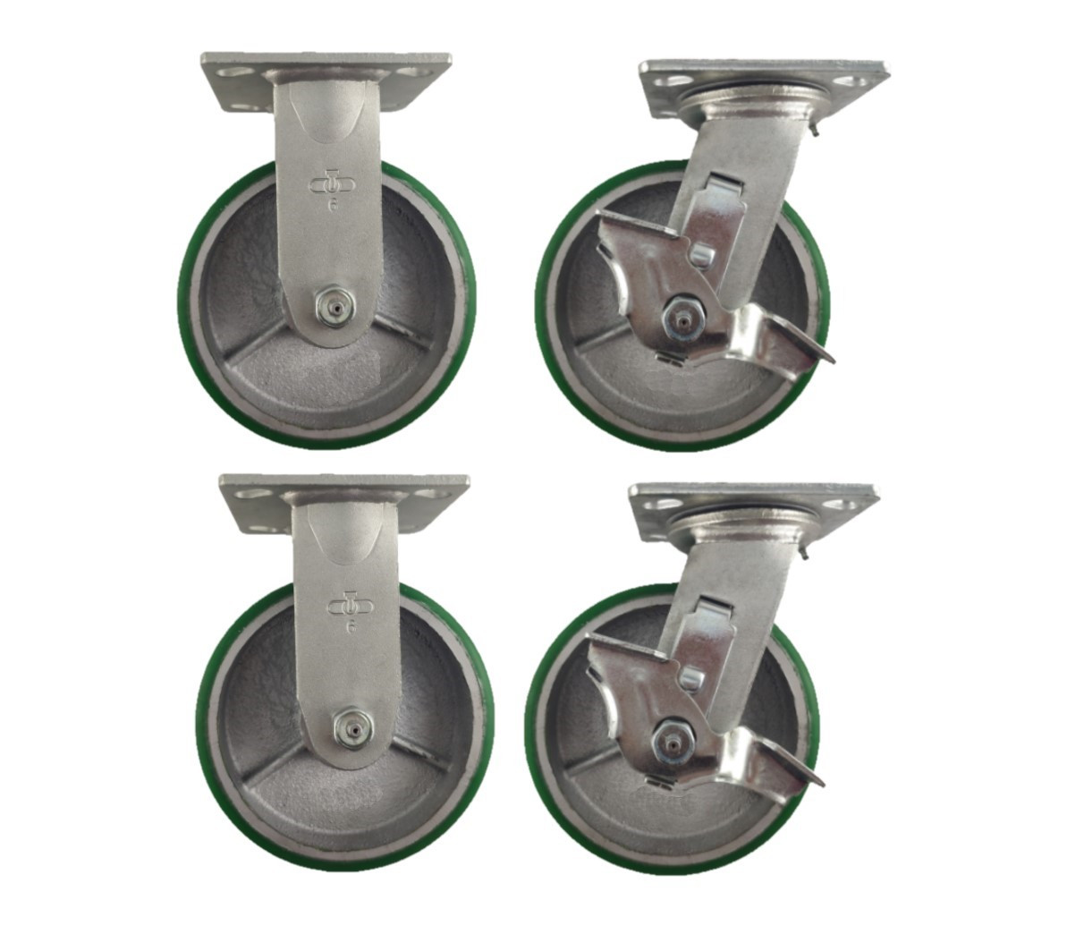 6" POLY ON CAST IRON TOOLBOX SET | 2 RIGID & 2 SWIVEL WITH BRAKE