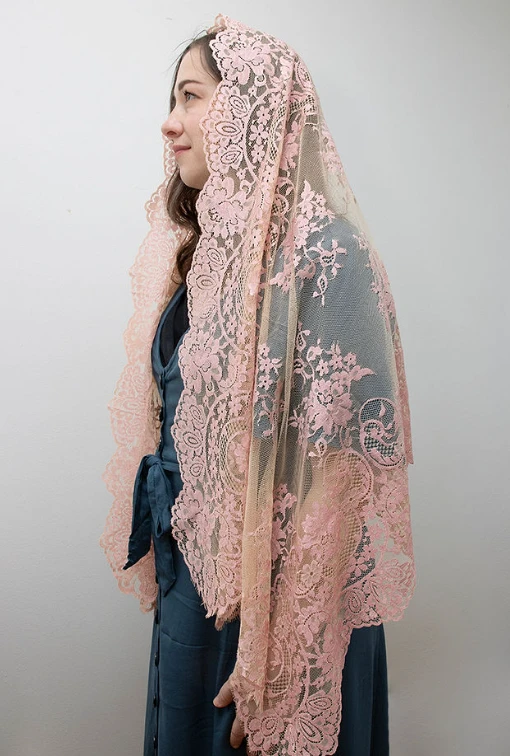 Italian Rose Rectangle Mantillas - Veils by Lily