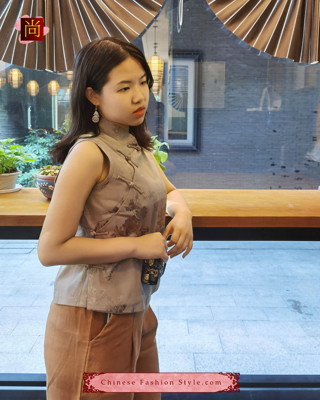 One Piece Only Casual Modern Cheongsam Shirt Mandarin Collar Crop Top ...