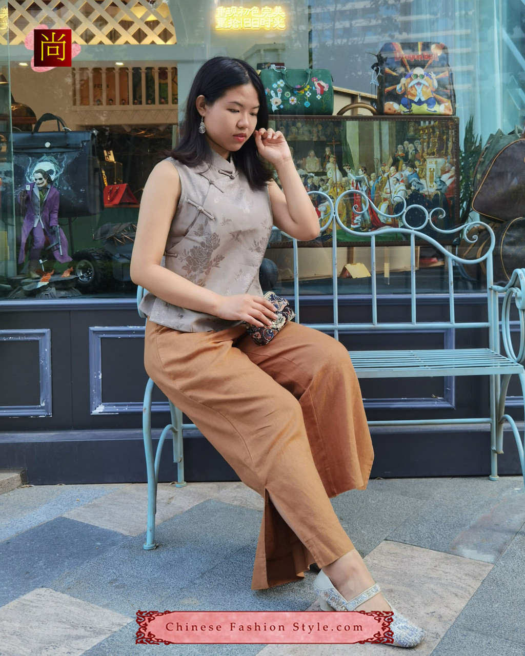 One Piece Only Casual Modern Cheongsam Shirt Mandarin Collar Crop Top ...