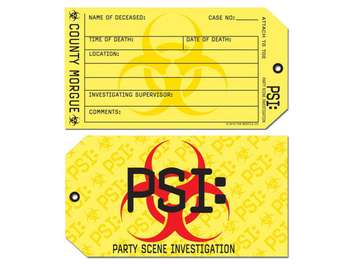 Toe Tag murder mystery party invitations