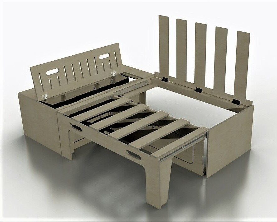 L Shape Seat Campervan Bed Pull Out Bench 6'x4' Plywood BED056/57M ...