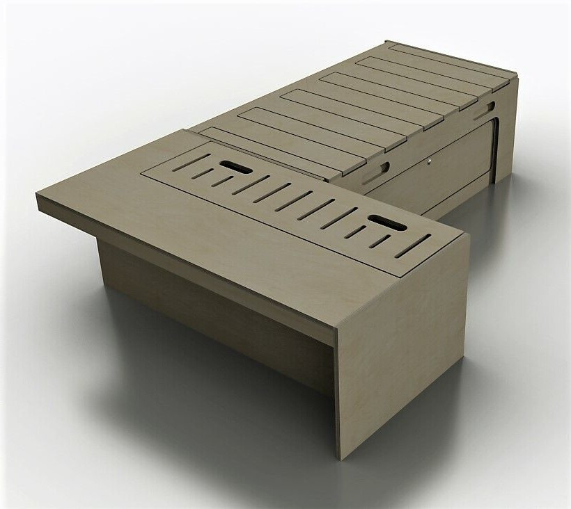 L Shape Seat Campervan Bed Pull Out Bench 6'x4' Plywood BED056/57M ...