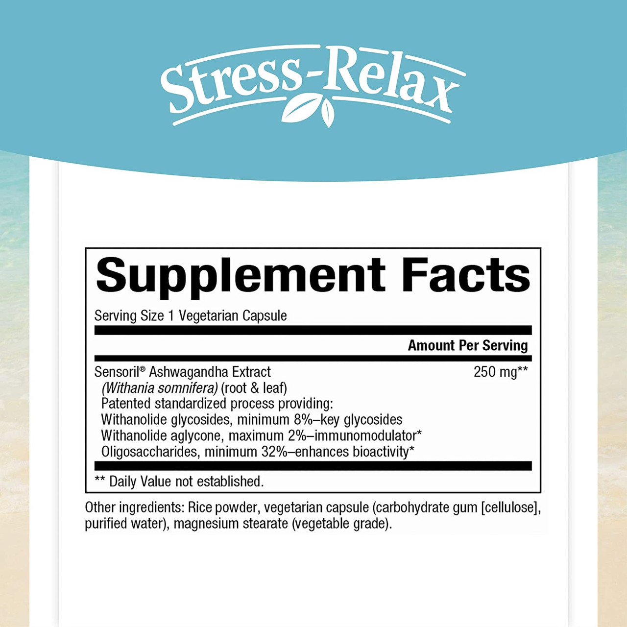 StressRelax Ashwagandha Sensoril by Natural Factors 60 vegetarian ...