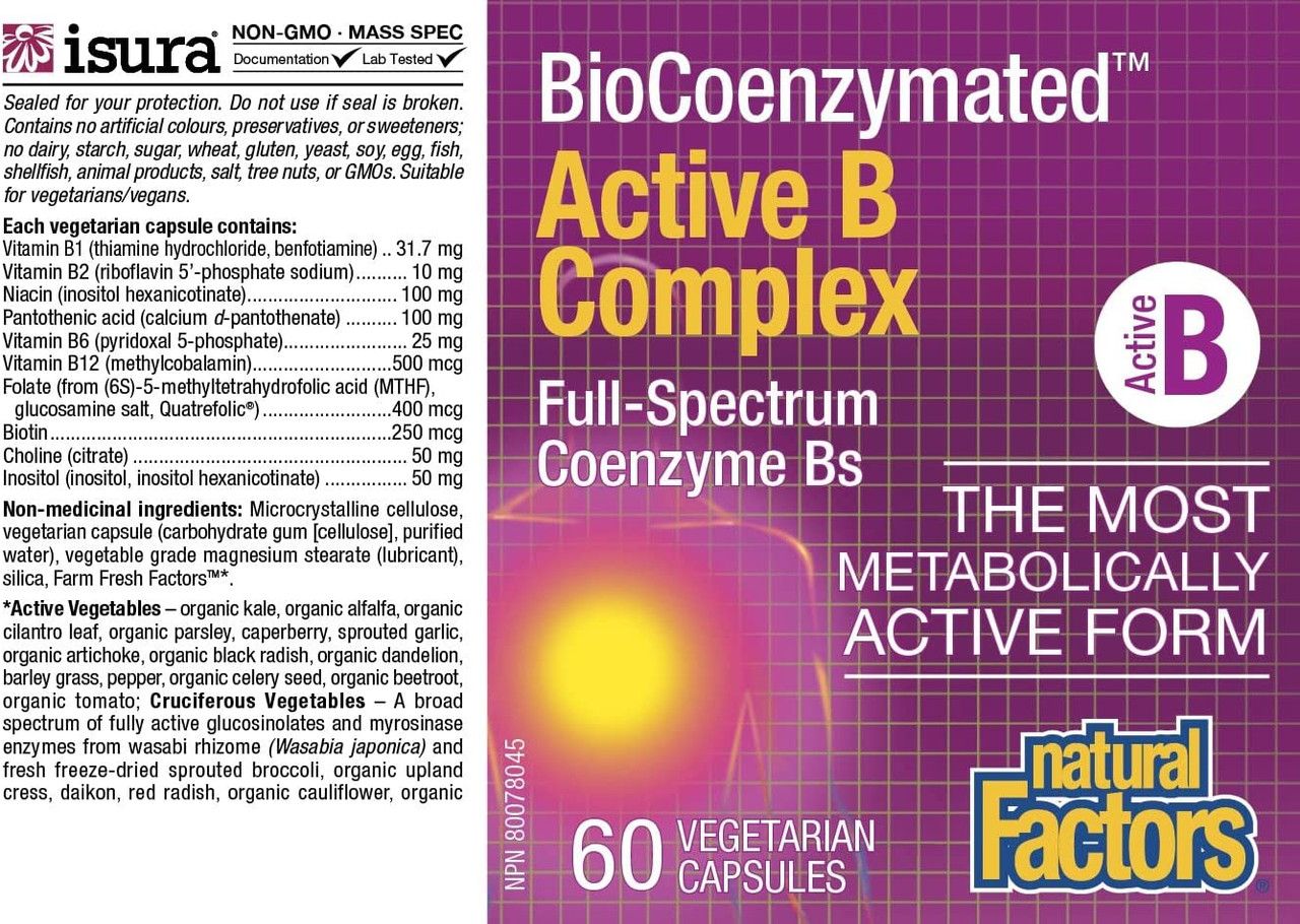 Natural Factors BioCoenzymated Active B Complex 60 Capsules 60 Servings