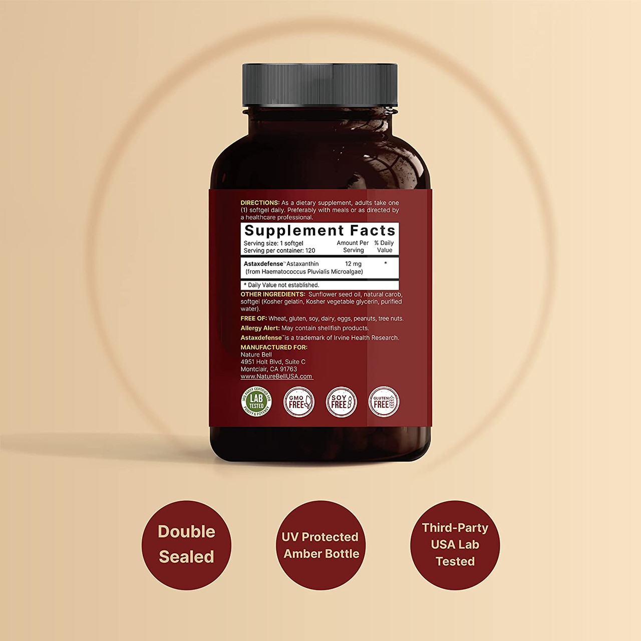 Naturebell Astaxanthin 12mg 120 Softgels Made with Astax Max Strength ...