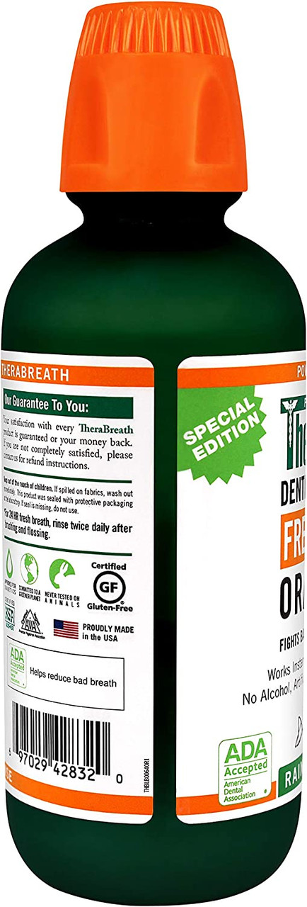 TheraBreath Fresh Breath Oral Rinse, Rainforest Mint, 16 Ounce Bottle