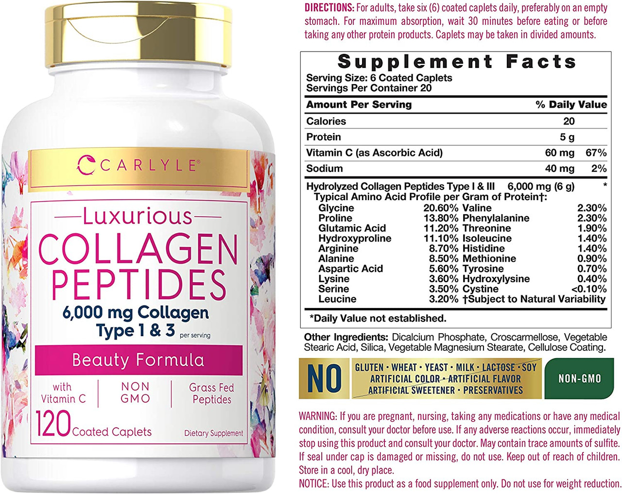 Carlyle Biotin 10000mcg | Collagen Peptides 6000mg | Beauty Supplement ...