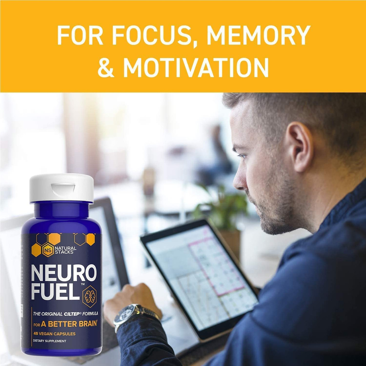 Natural Stacks Supplements Bundle - NeuroFuel Brain Supplement (45ct ...