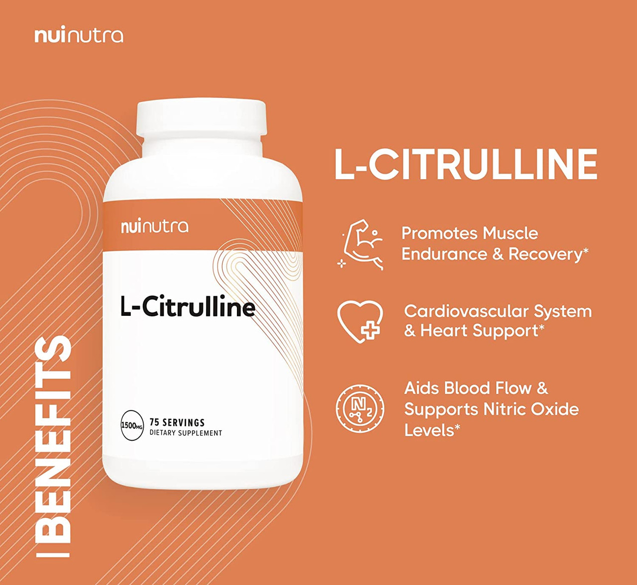 Nui Nutra L-Citrulline Supplement | 1500mg | 150 Capsules | Amino Acid ...