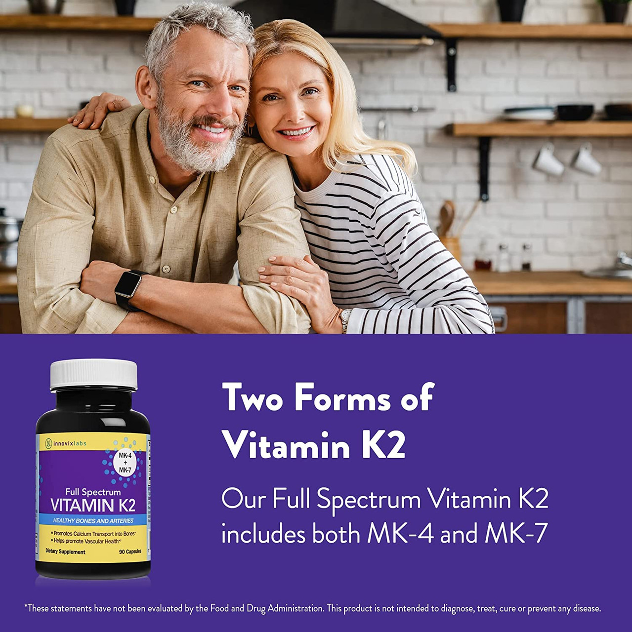 InnovixLabs Full Spectrum Vitamin K2 with MK7 and MK4 AllTrans ...