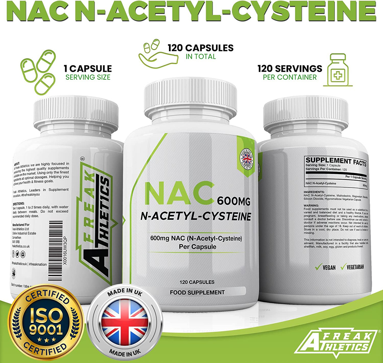 NAC Supplement (600mg) - 120 Capsules | N-Acetyl-Cysteine Amino Acid ...