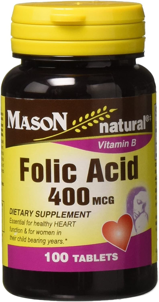Mason Vitamins Folic Acid 400 mcg Tablets, 60 Count