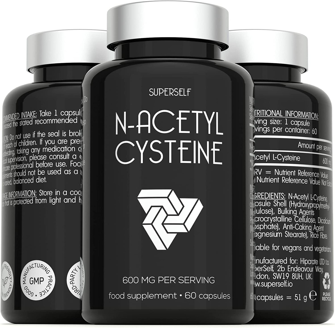 NAC Supplement High Strength - N-Acetyl-Cysteine 600mg - 60 Capsules ...