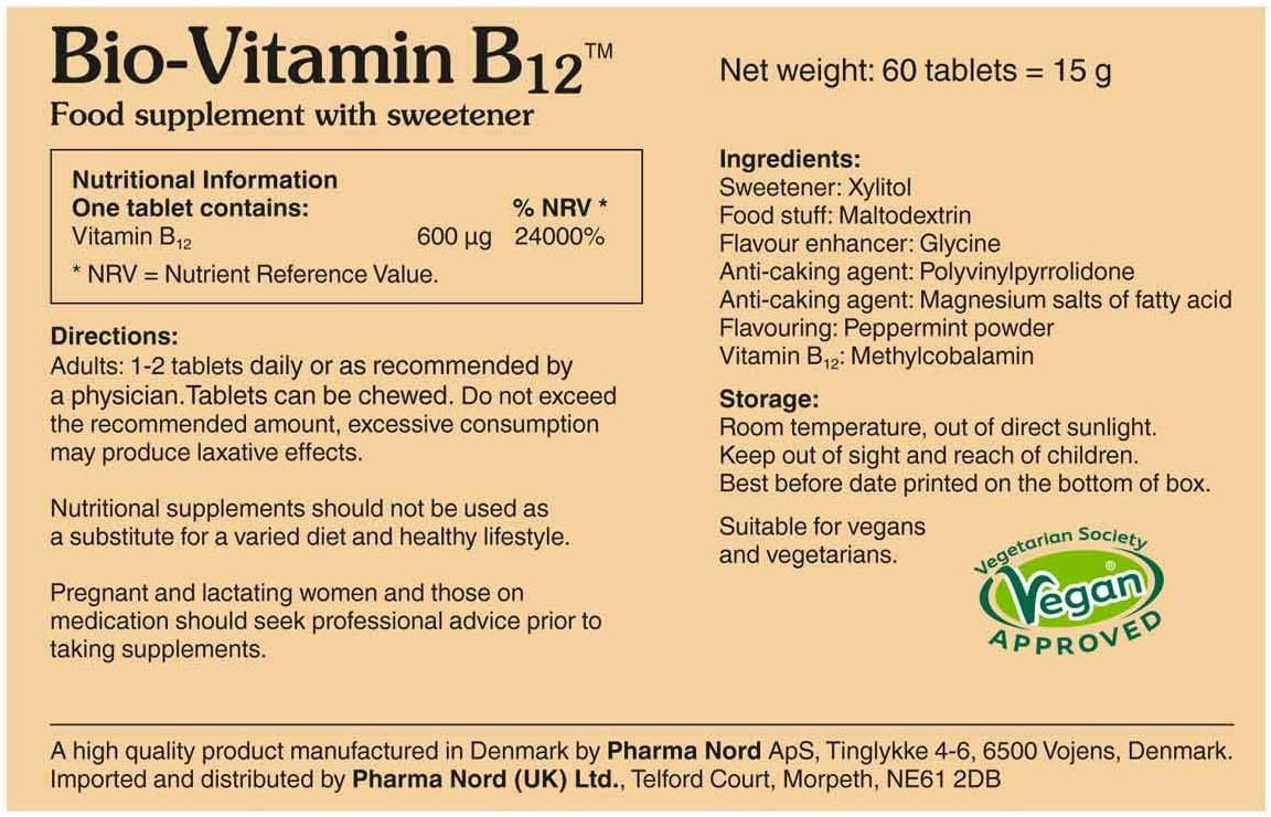 Bio Vitamin B12 Tablets By Pharma Nord - Active Methylcobalamin 60 ...