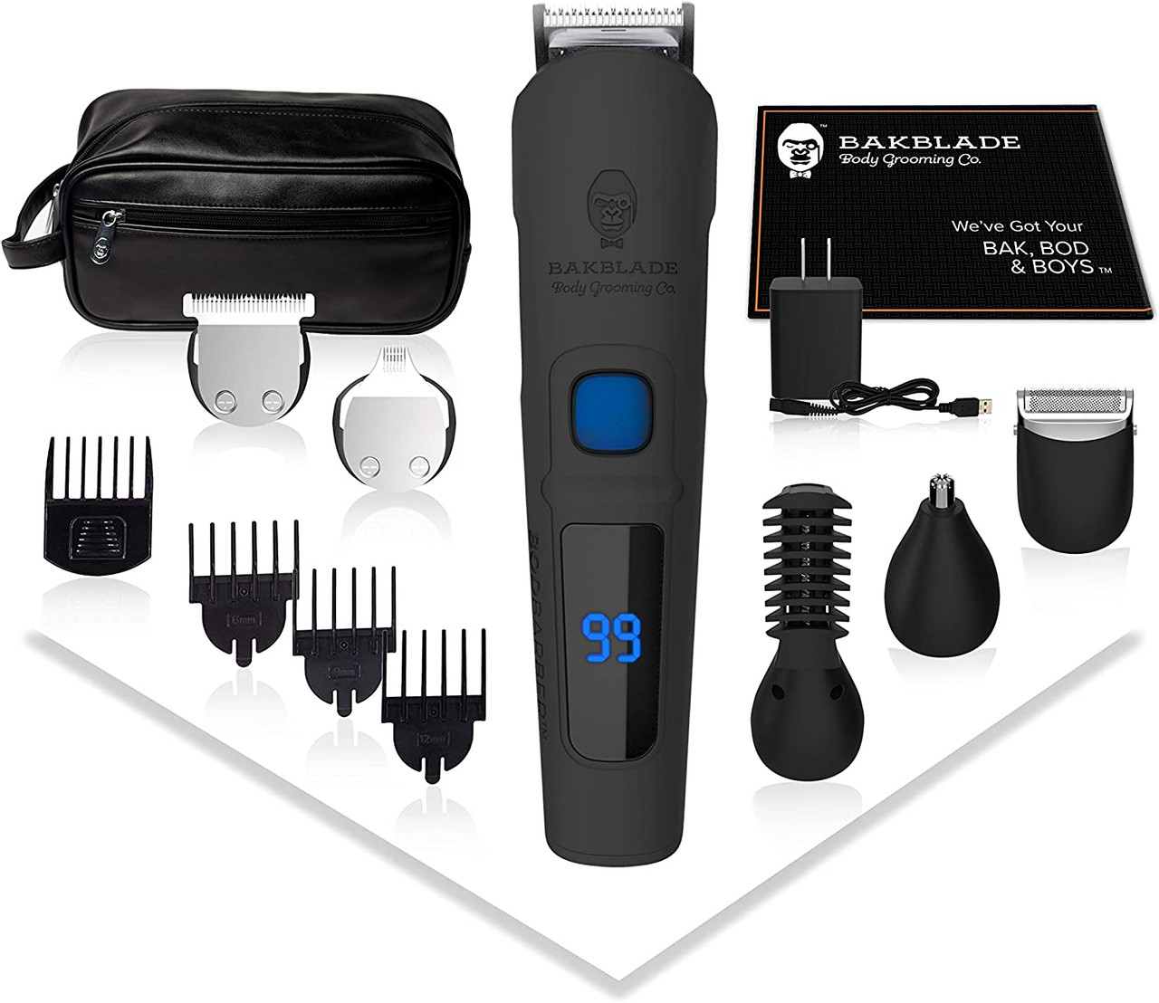 baKblade Grooming Co. - BODBARBER - 11 in 1 Men's Body Grooming Kit ...