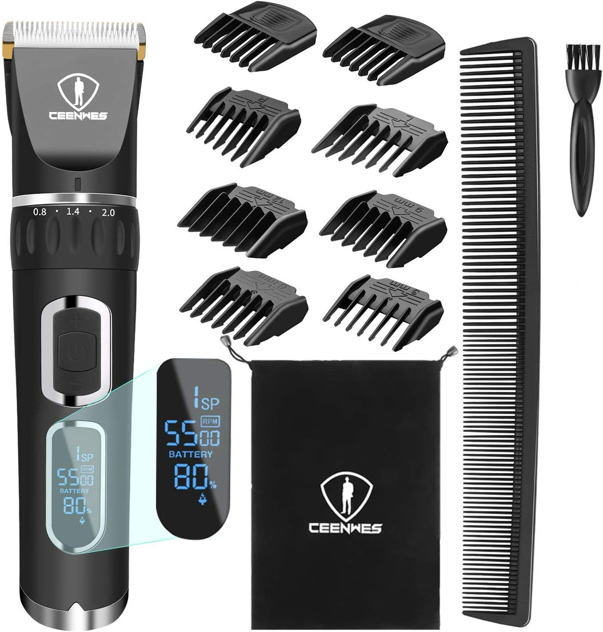 Ceenwes Hair Clippers Professional 3-Speed Rechargeable Ceramic Blade ...