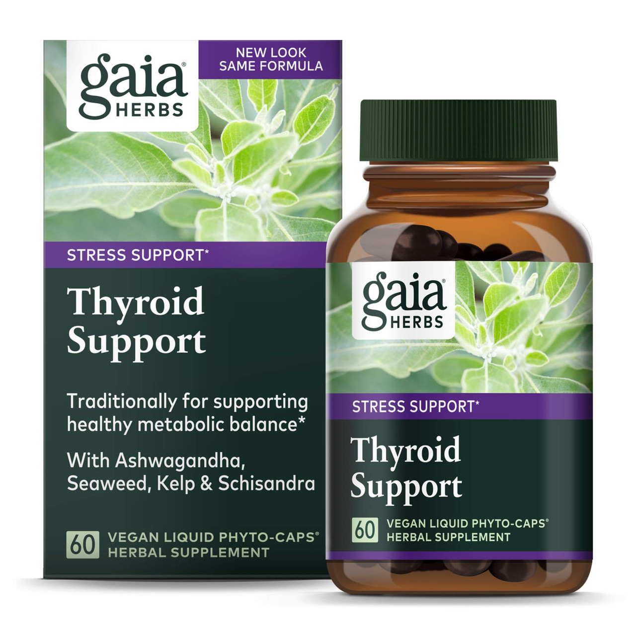 Gaia Herbs Thyroid Support Liquid Phyto Capsules, 60 Vegetarian Capsules