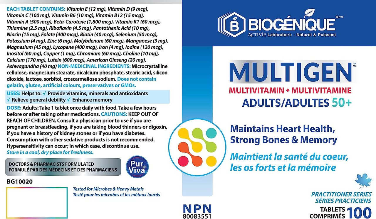 MULTIGEN - Daily Multivitamin - Biogenique (100 tabs)