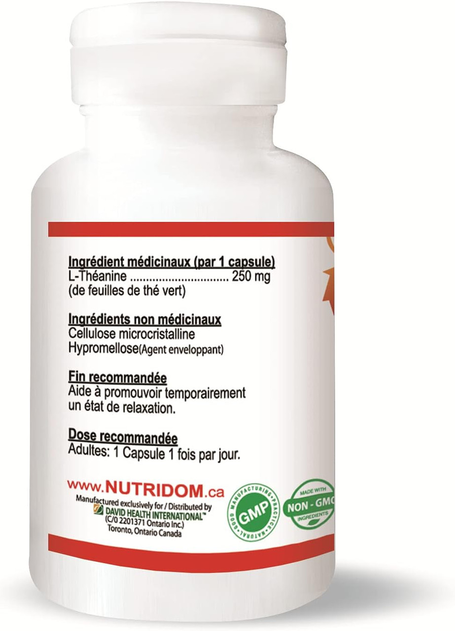 Nutridom Pure L-Theanine 250mg from Decaf Green Tea Leaf, 60 Vegan ...