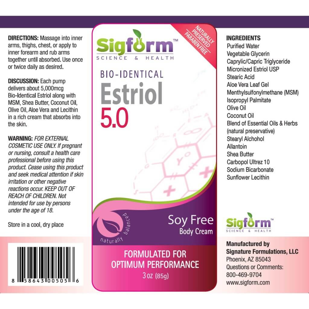 Estriol 5.0 Cream 3 Oz By Sigform