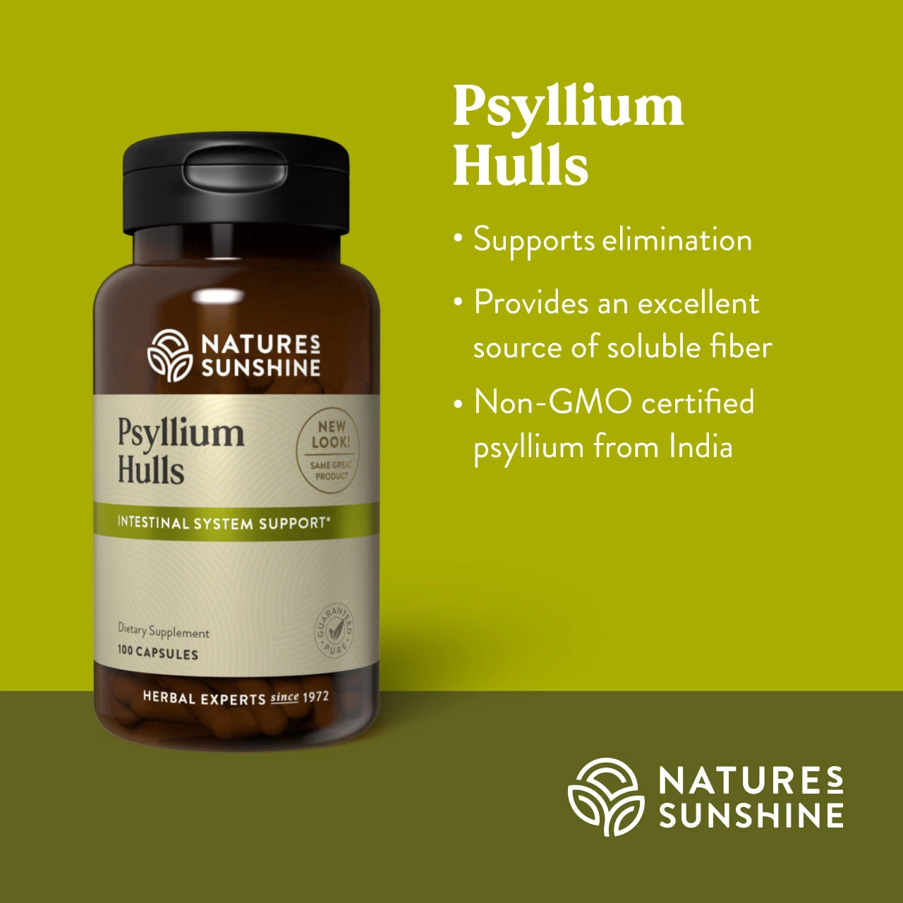 Nature'S Sunshine Psyllium Hull, 100 Capsules | Organic Intestinal ...