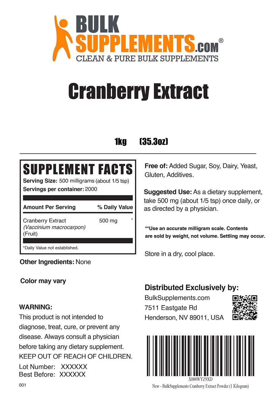 BulkSupplements Cranberry Extract Powder - Cranberry Supplements ...
