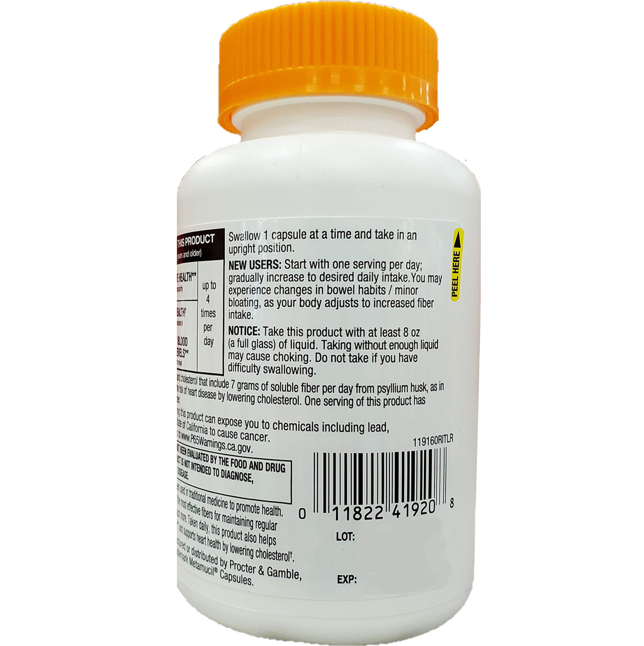 Rite Aid Psyllium Fiber Capsules, Psyllium Fiber Supplement, 160 Count ...