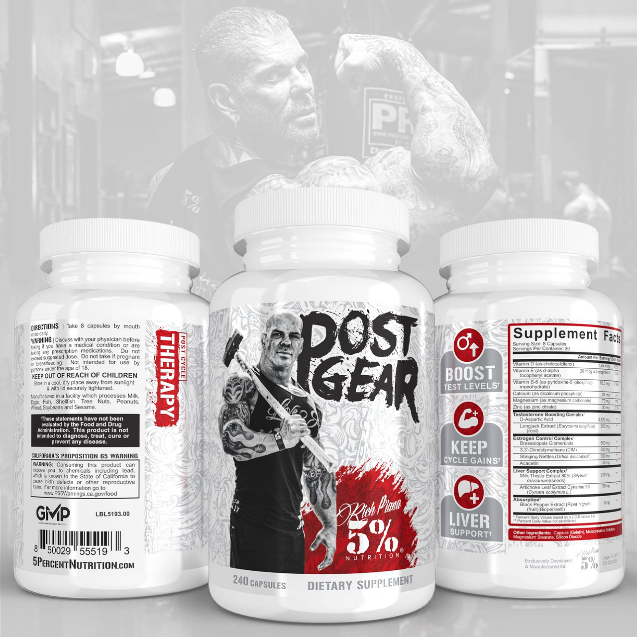 5% Nutrition Rich Piana Post Gear PCT Support Booster | Estrogen ...