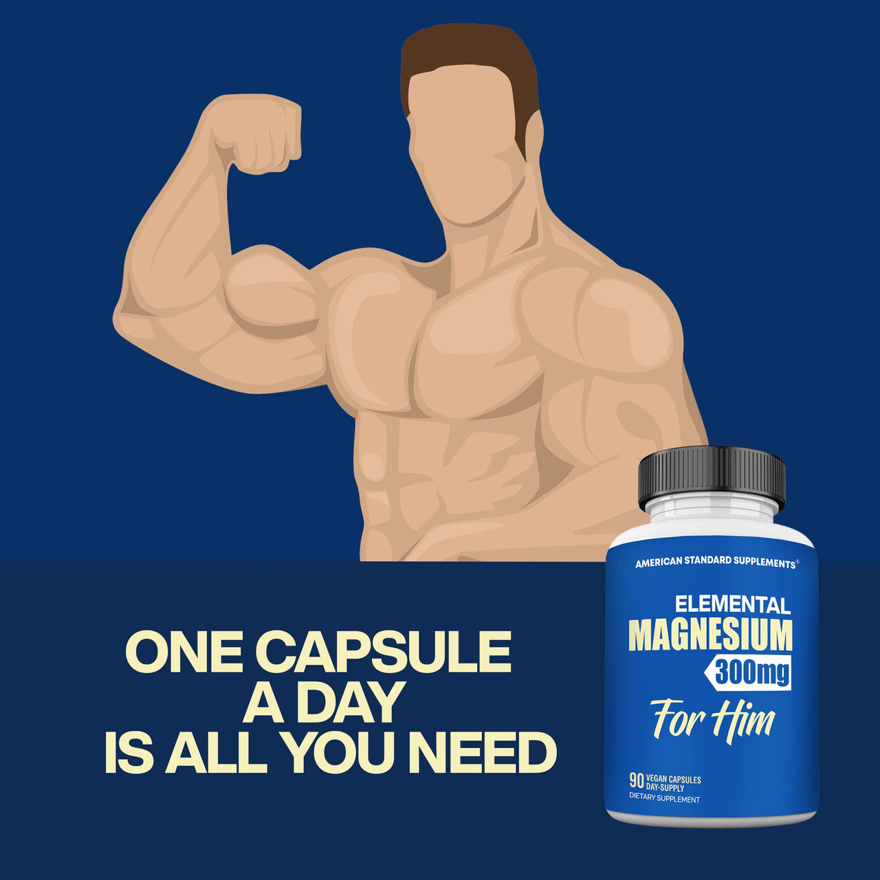 Magnesium 300mg Per Capsules for Men, Magnesium Glycinate, 90 Capsules ...