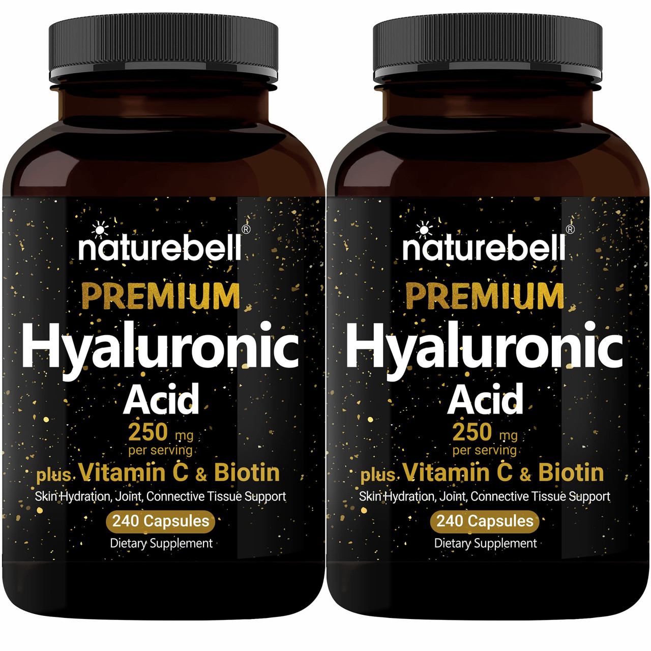 NatureBell 2 Pack Plant Based Hyaluronic Supplements 250mg with 25mg ...