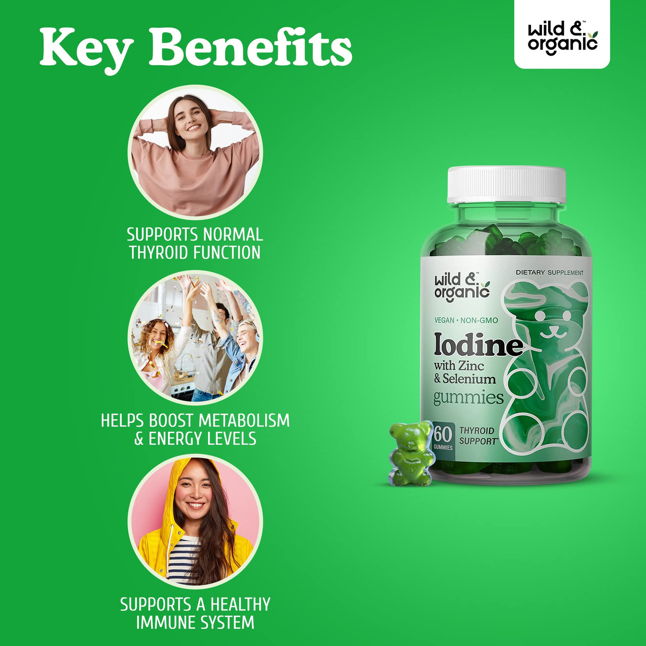 Wild & Organic Iodine Gummies - Iodine Supplements for Thyroid with ...