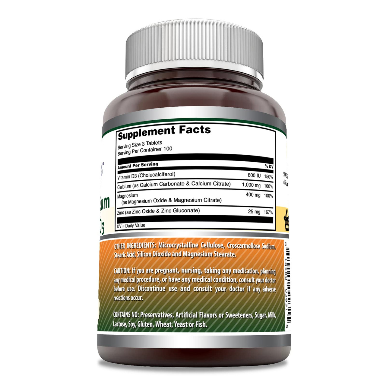 Amazing Formulas Calcium Magnesium Zinc D3 - 300 Tablets Per Bottle ...
