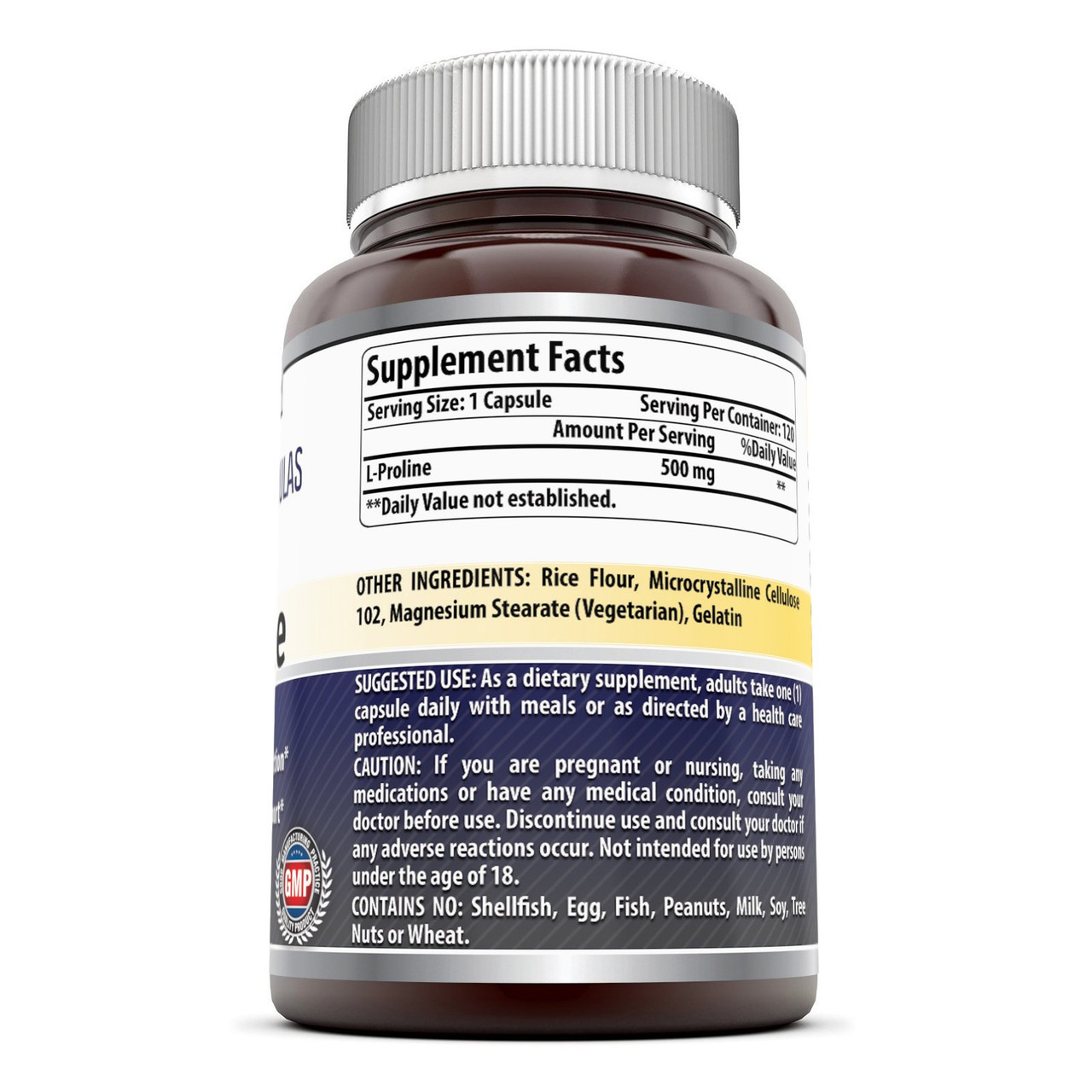 Amazing Formulas L-Proline 500Mg 120 Capsules - Promotes Healthy Joints ...