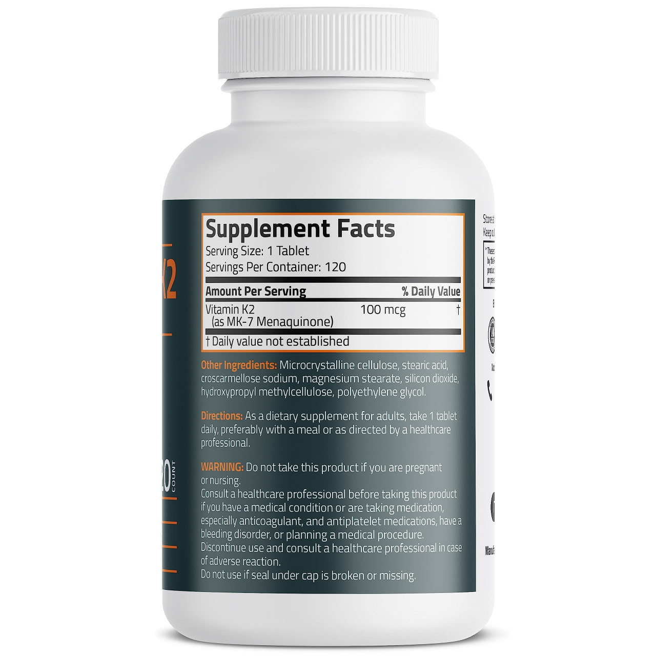 Bronson Vitamin K2 Mk-7 100 Mcg, K2 As Mk7 Menaquinone, Bone Support ...