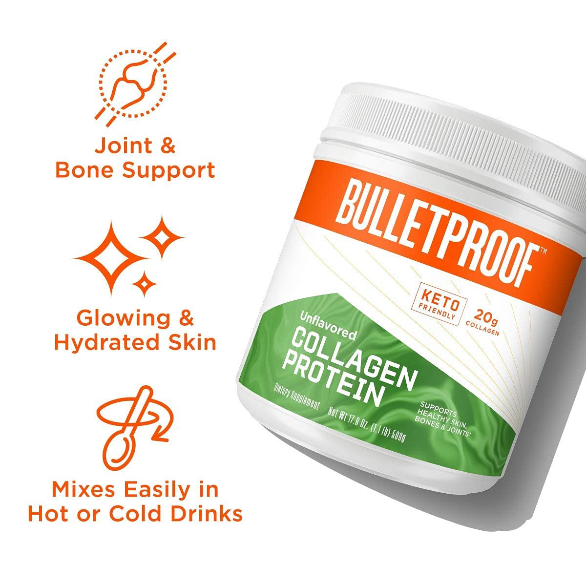 Bulletproof Unflavored Collagen Protein Powder, 18G Protein, 14.3 Oz ...