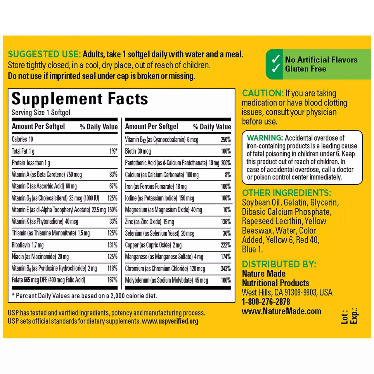 Nature Made - Multivitamin Complete Softgels With Vitamin D3 And Iron ...