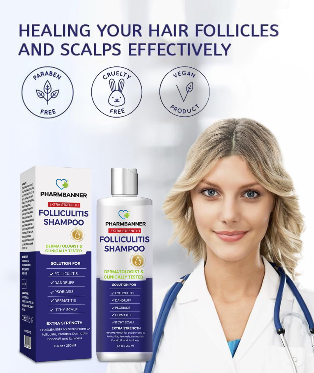 PHARMBANNER Anti Fungal Shampoo for Folliculitis Seborrheic Dermatitis ...