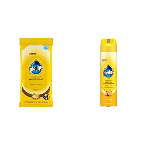 Pledge Expert Care Wood Cleaner And Polish Wipes (24 Count) And Spray ...