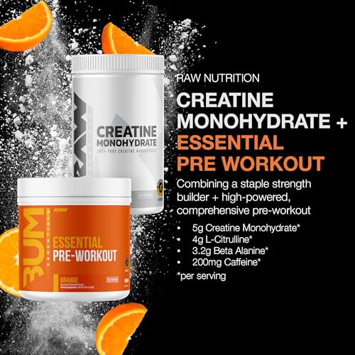 Raw Nutrition Creatine Monohydrate & Orange Pre-Workout Powder Bundle