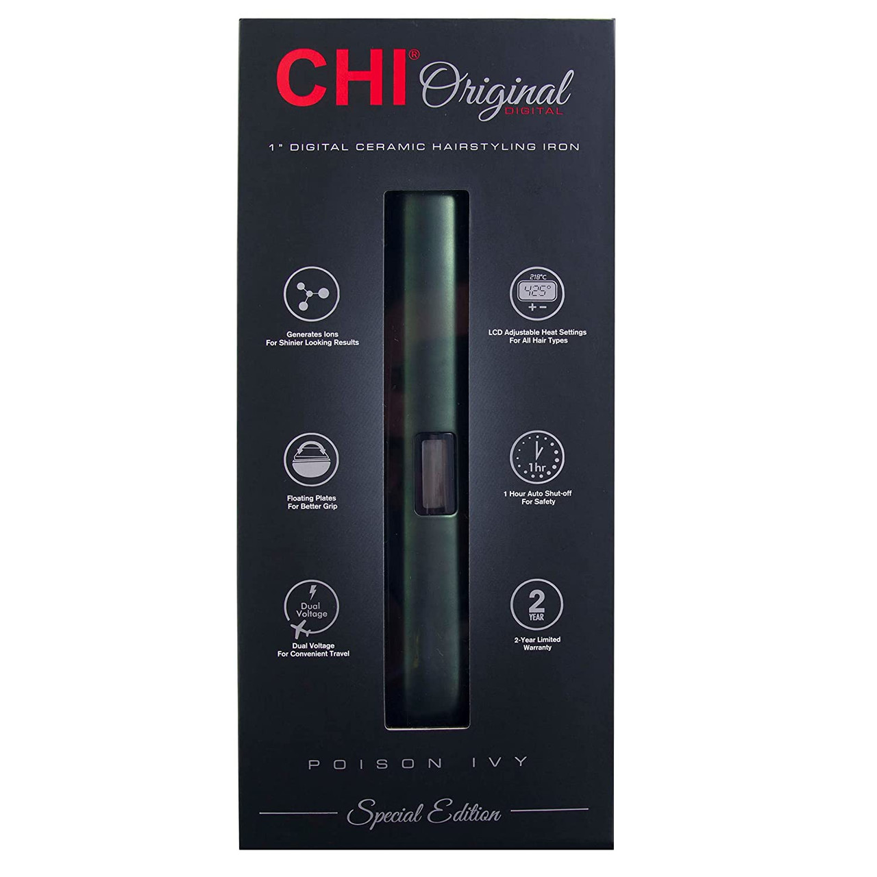 CHI Original Digital Ceramic Hairstyling Iron - Includes 3-hair Ties ...