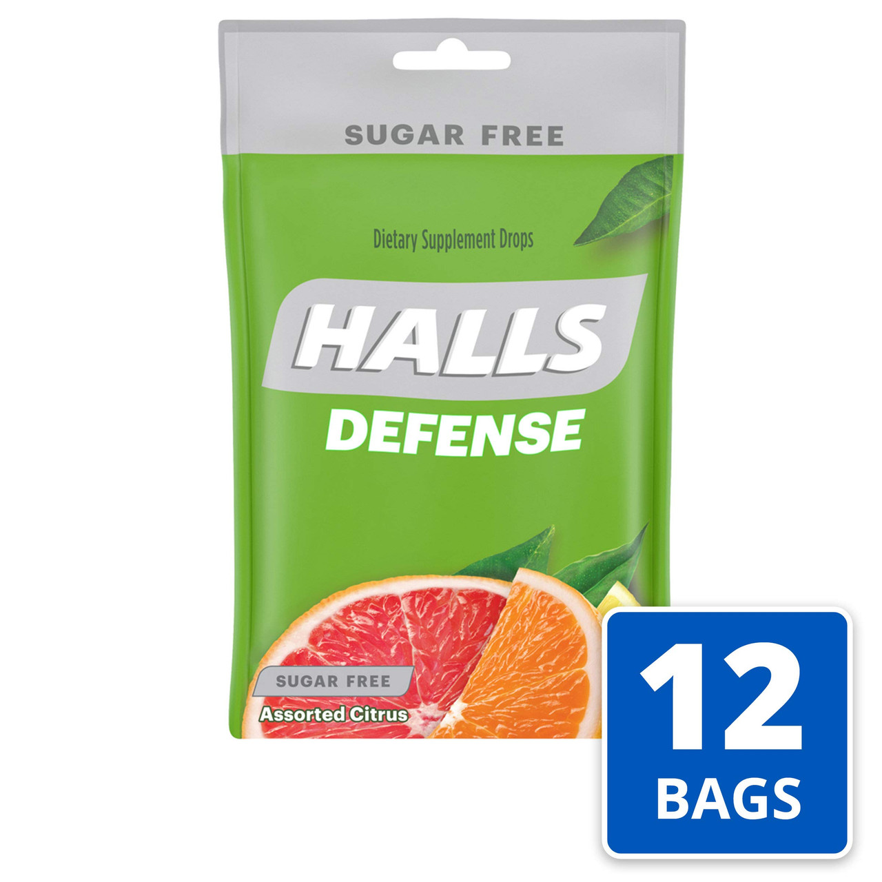 HALLS Defense Assorted Citrus Sugar Free Vitamin C Drops Dietary ...
