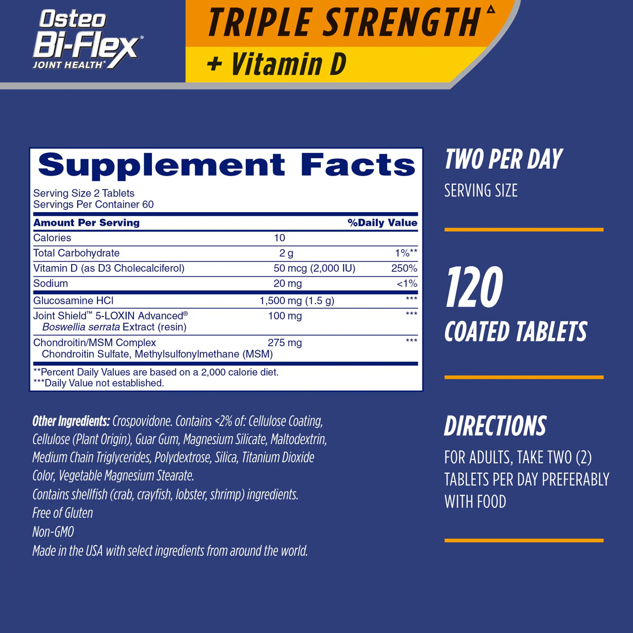 Osteo Bi-Flex Joint Health Triple Strength + Vitamin D, 120 Coated Tablets