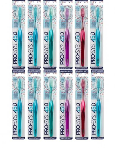 Pro-Sys 45D Normal Soft Toothbrush (45-Degree Angle Brush) (Random 12 ...