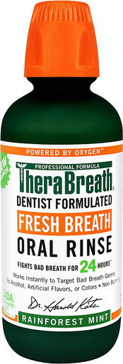 TheraBreath Fresh Breath Oral Rinse, Rainforest Mint, 16 Ounce Bottle