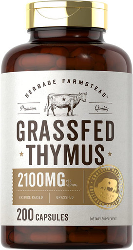 Grass Fed Beef Thymus 2100mg | 200 Capsules | Desiccated Pasture Raised ...