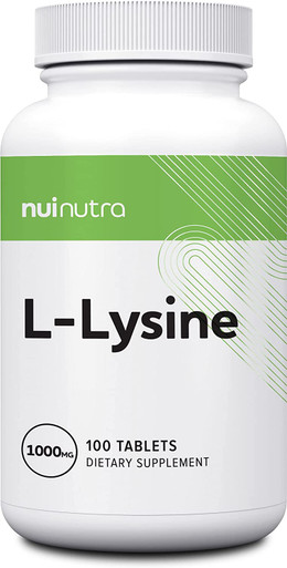 Nui Nutra L-Lysine Tablets Supplement | 1000mg | 100 Tablets | Skin ...