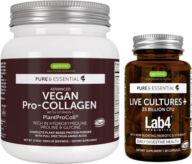 Vegan Collagen Protein Powder + Live Cultures+ Lab4 Probiotics Vegan ...